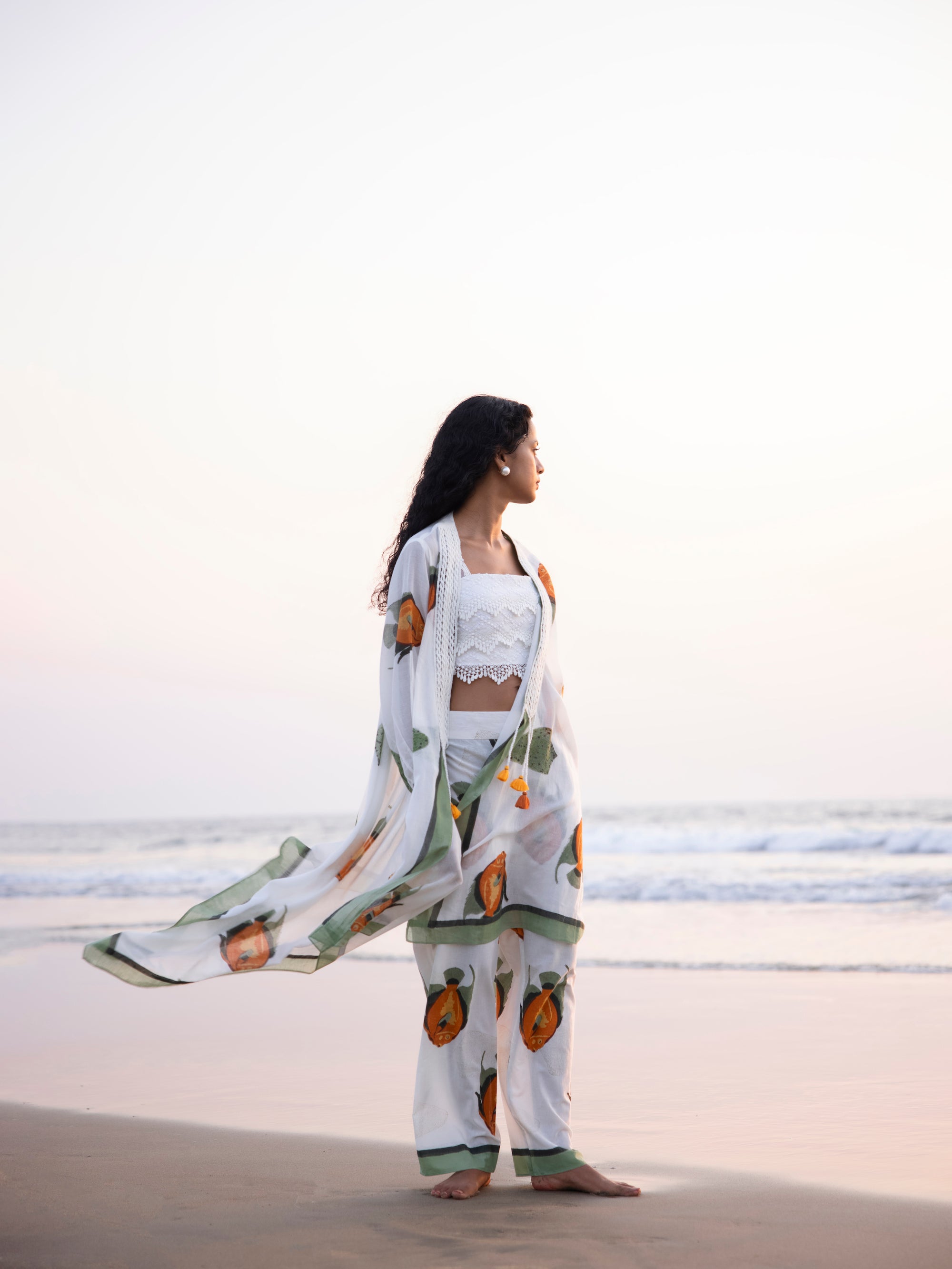 Orange Fish print cape set- Set of 3 – Tasha India