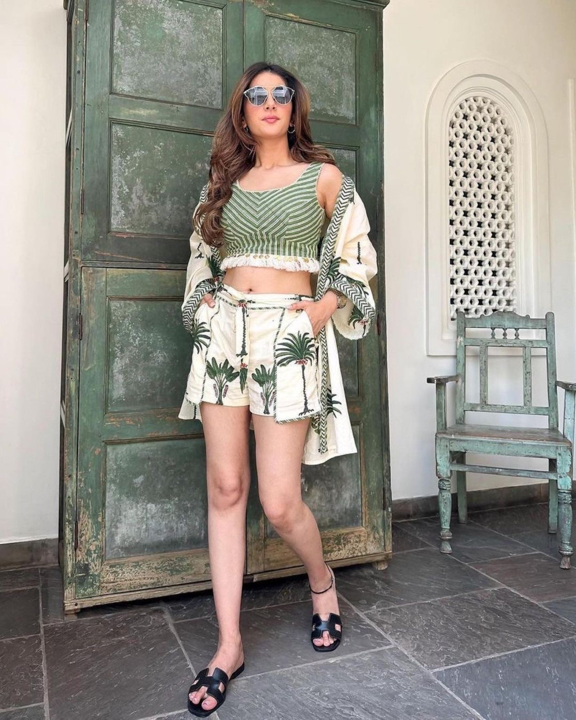 Green Palm Tree Shorts – Tasha India