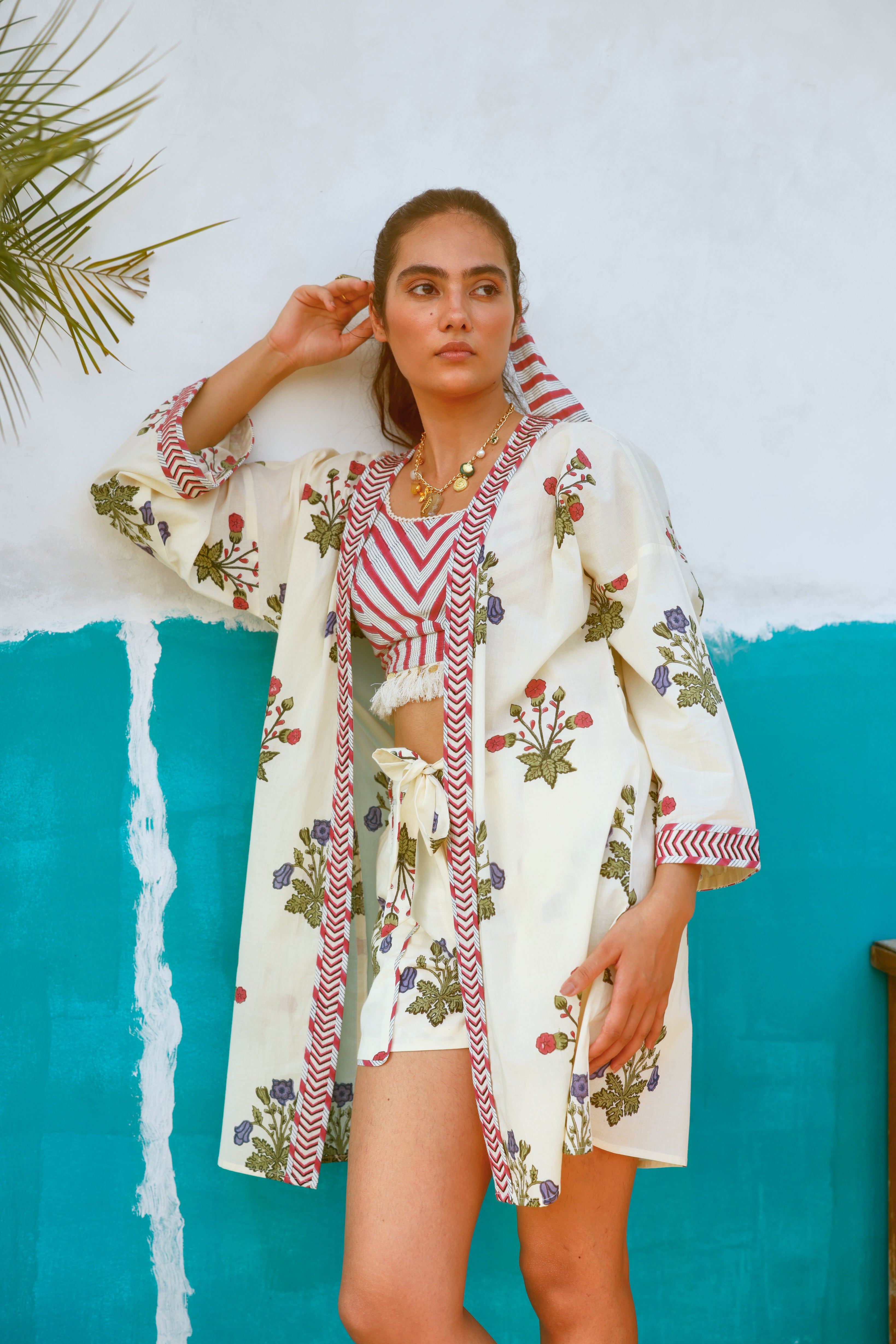 Pink and Purple Floral Cape – Tasha India