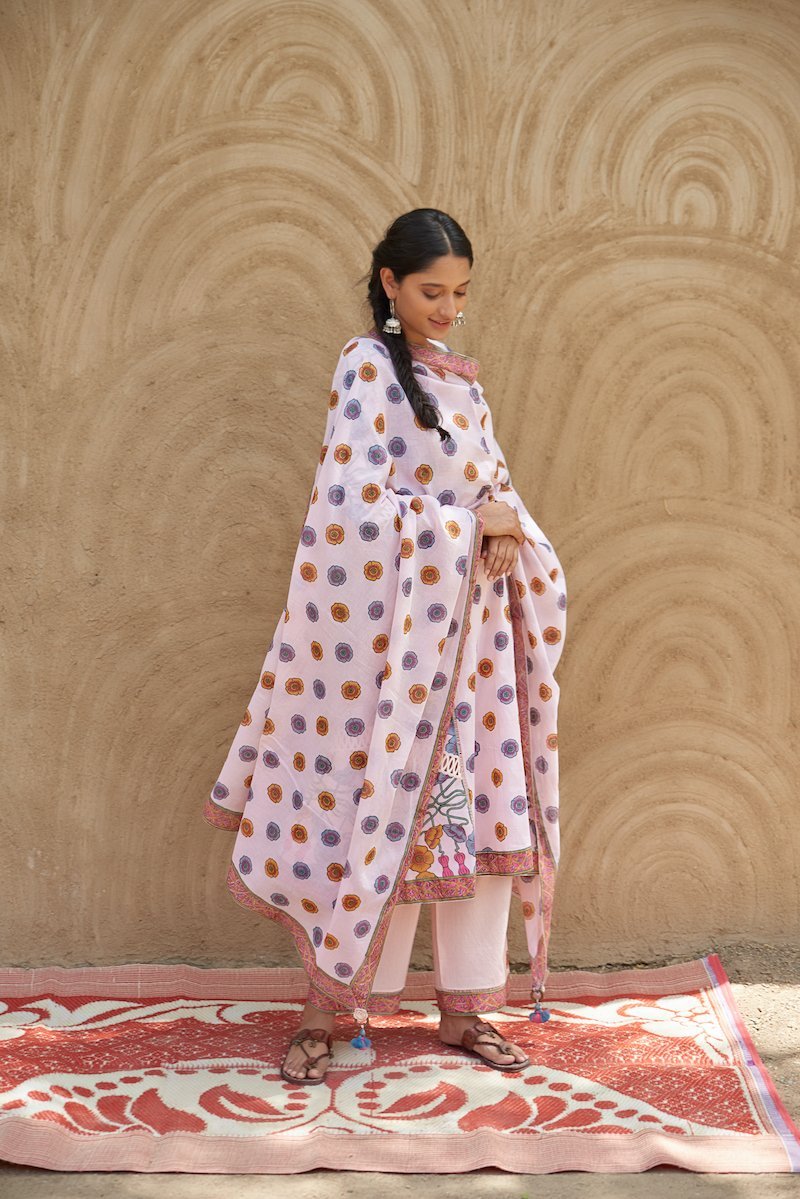 Roza A-line Kurta with Pant and Dupatta- Set of 3 – Tasha India