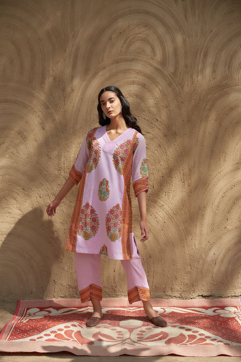 Gulshan Short Kurta with Pant and Dupatta- Set of 3 – Tasha India
